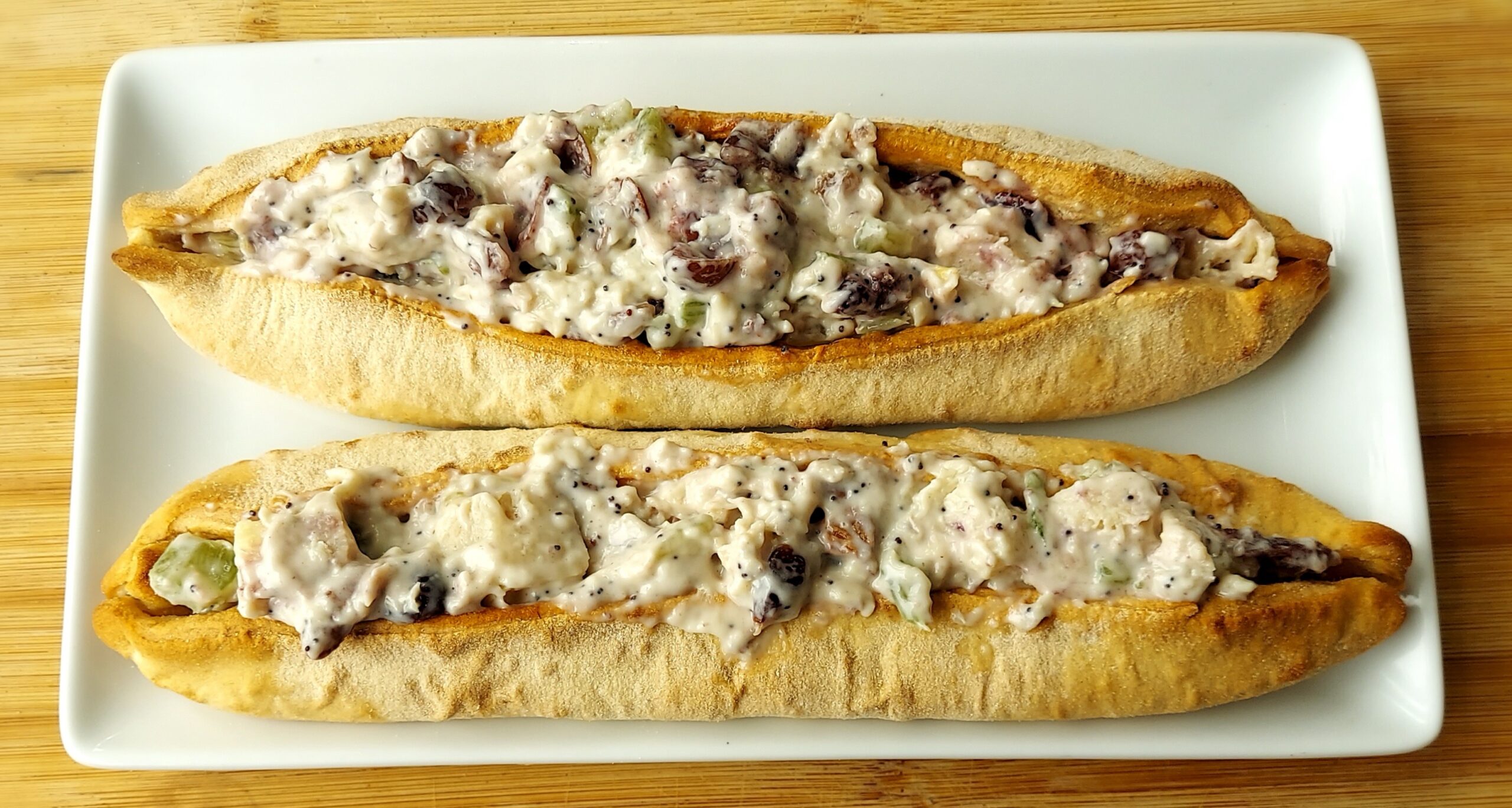 Garlic Gondolas with Cranberry Chicken Salad - Fast Simple and Good